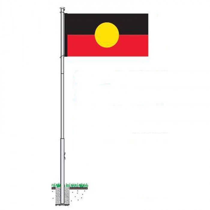 Outdoor DIY Flagpole - 5.7m Telescopic with Printed Aboriginal Flag ...